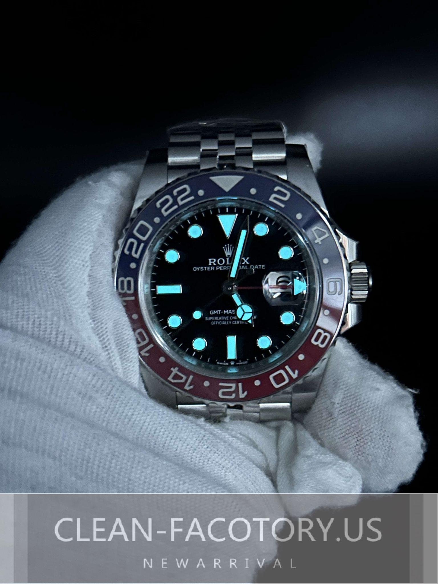 Clean Factory Rolex GMT Master II 126710BLRO Jubilee, “Pepsi”Red/Blue ...