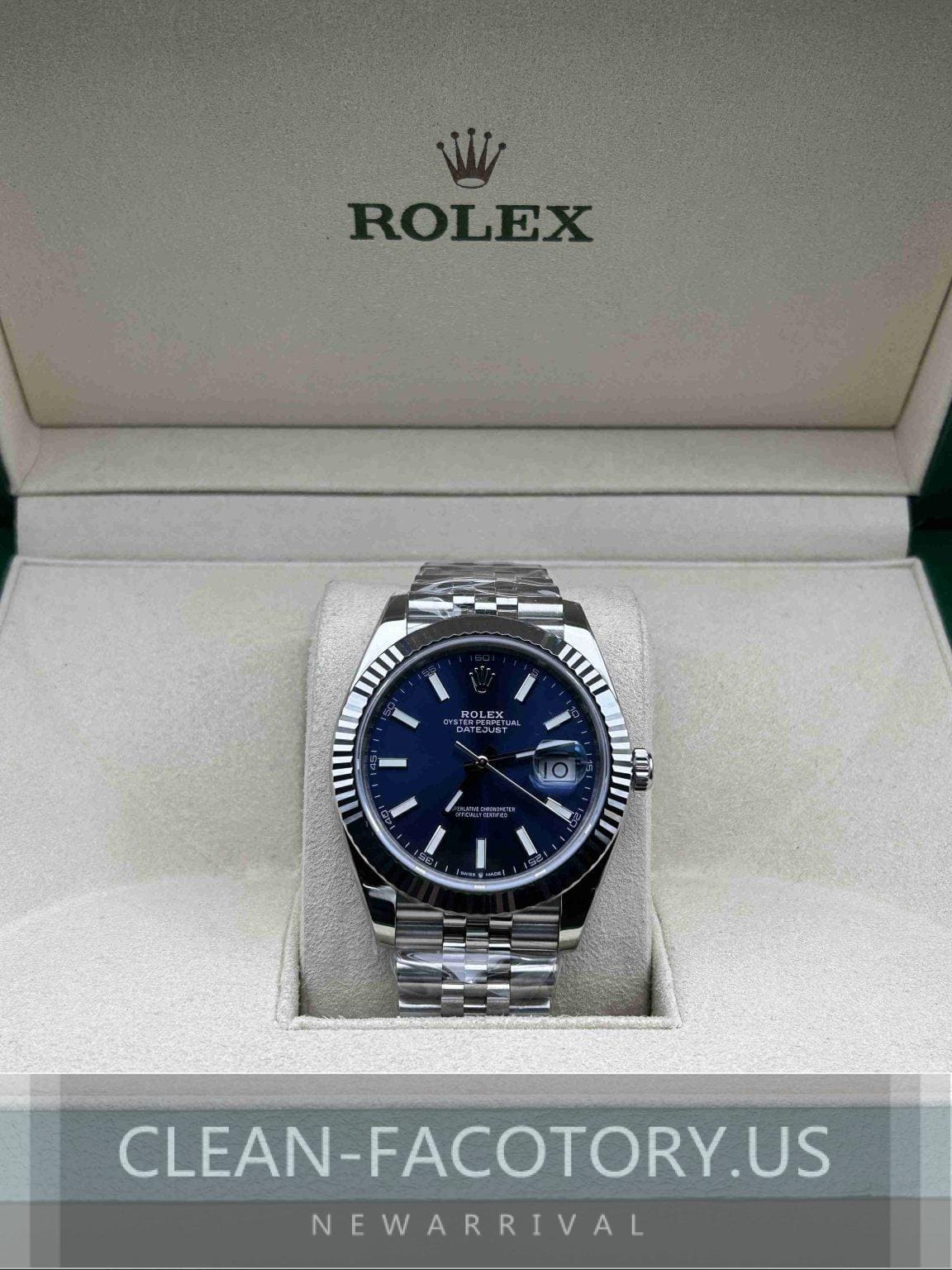 Clean Factory Rolex Datejust 41mm Jubilee Blue Dial, White Gold Fluted ...